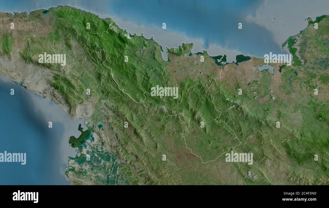 Nord, department of Haiti. Satellite imagery. Shape outlined against ...