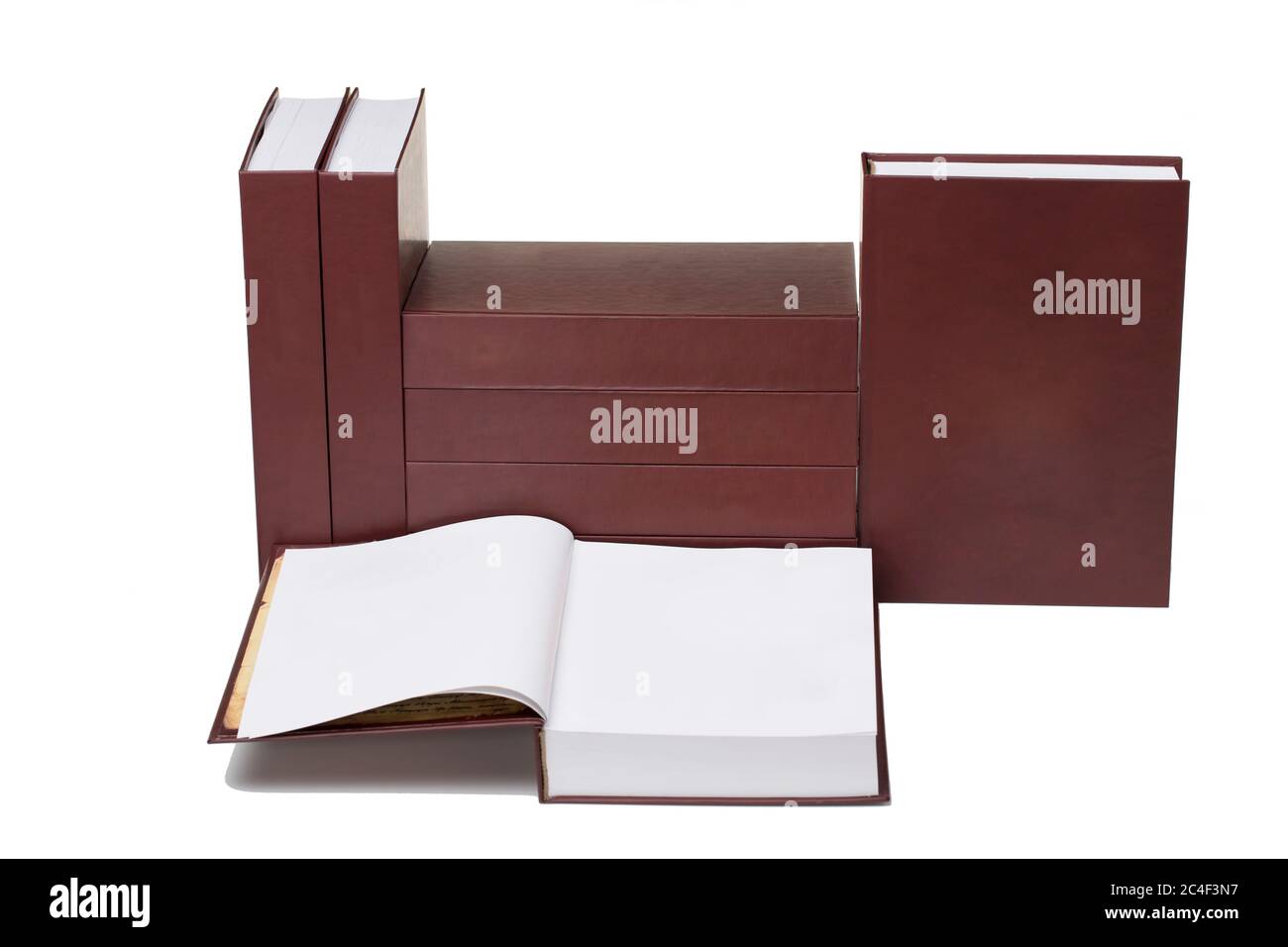 Still life of books with white clear sheets. These books are isolated ...