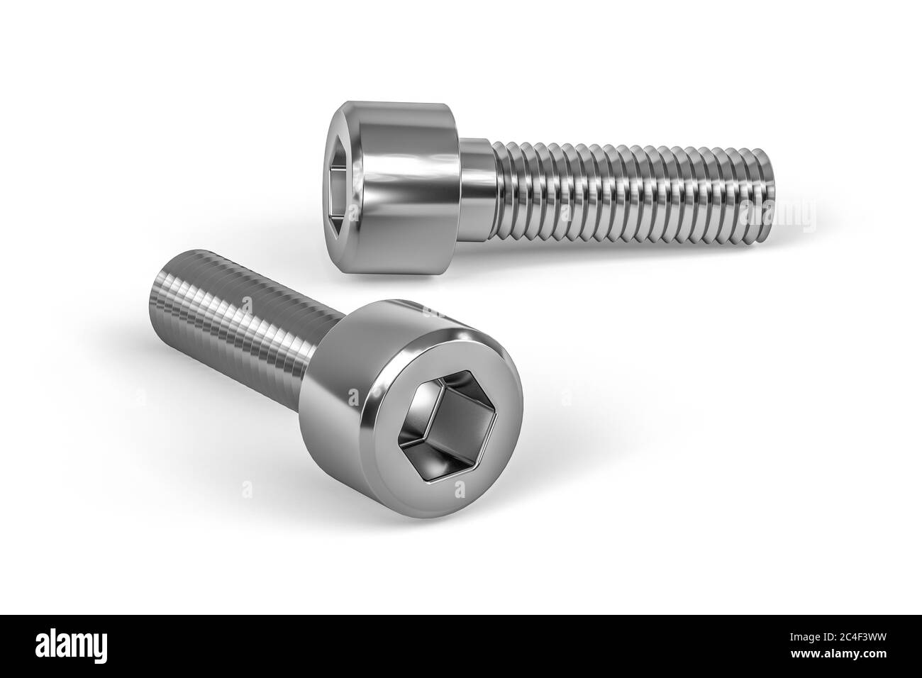 Stainless steel hexagon socket screw isolated on white background - 3d ...