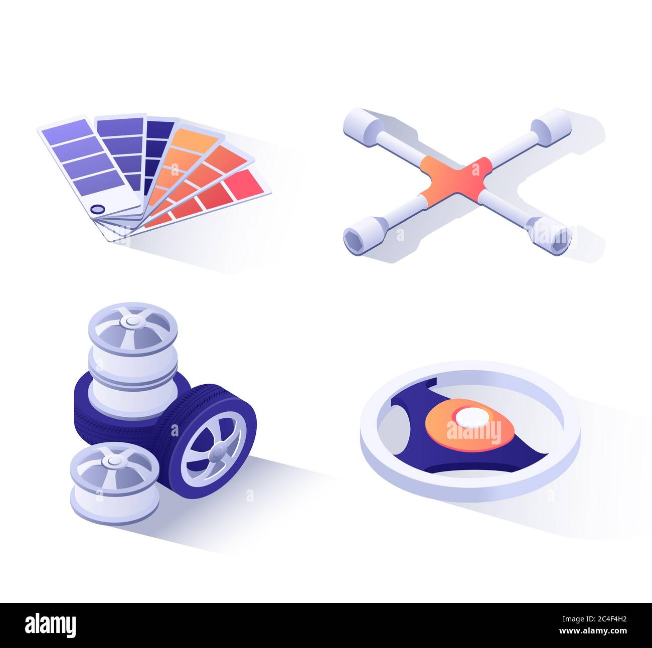 Set with Advertising Icons of 3d Symbols for Car Repair Service ...