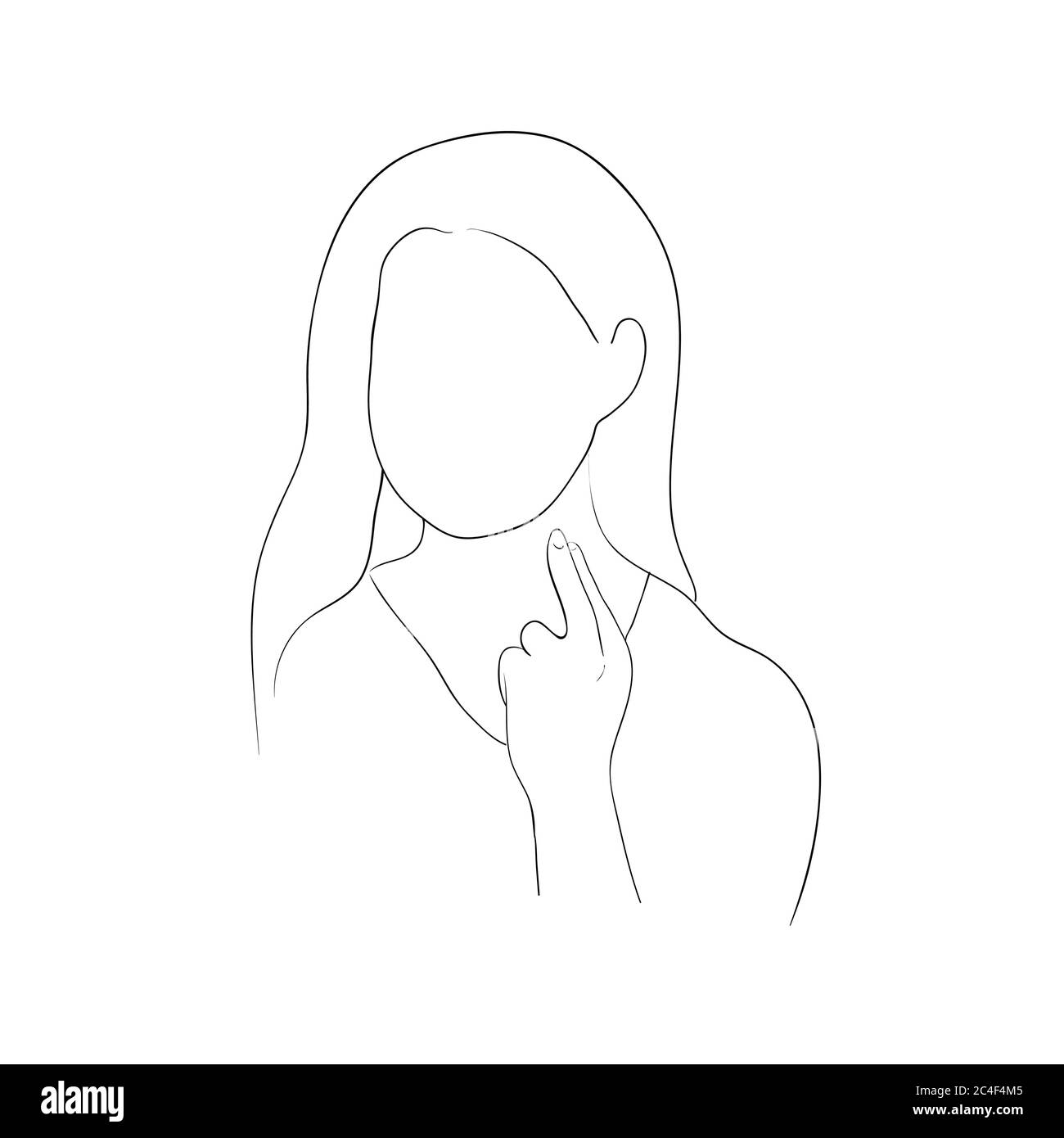 Young woman checking her pulse over the carotid artery. Vector ...