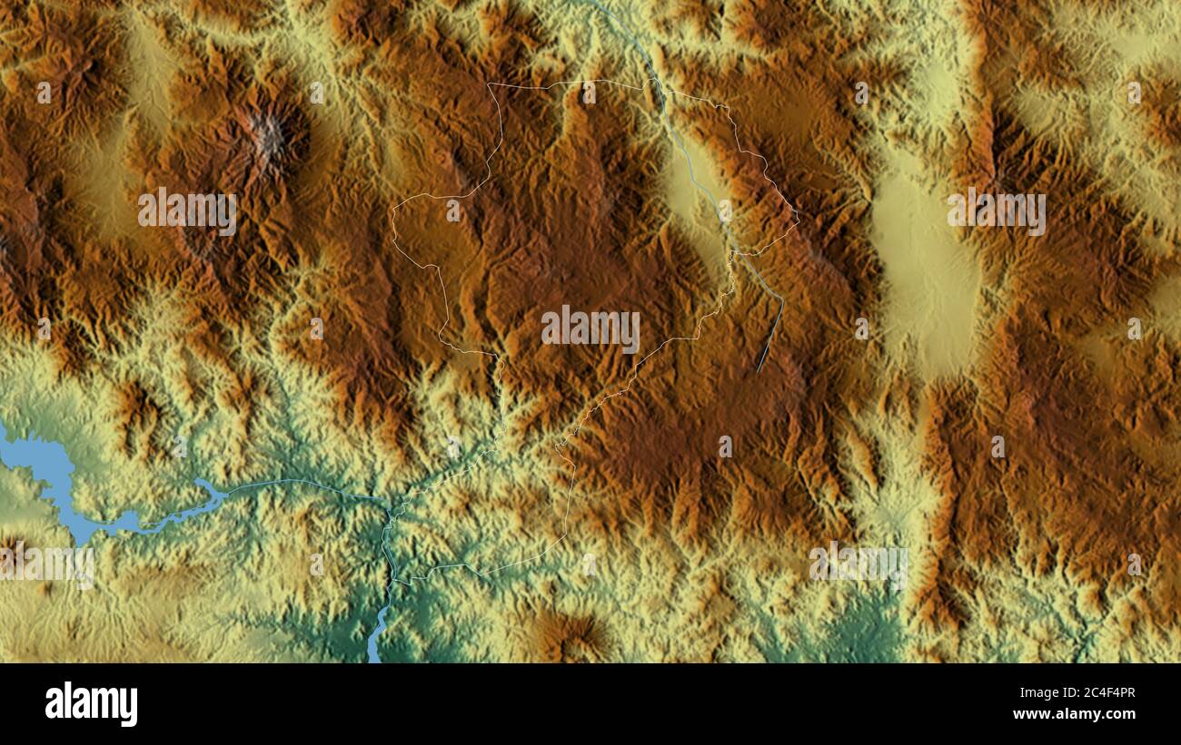 Intibucá, department of Honduras. Colored relief with lakes and rivers ...