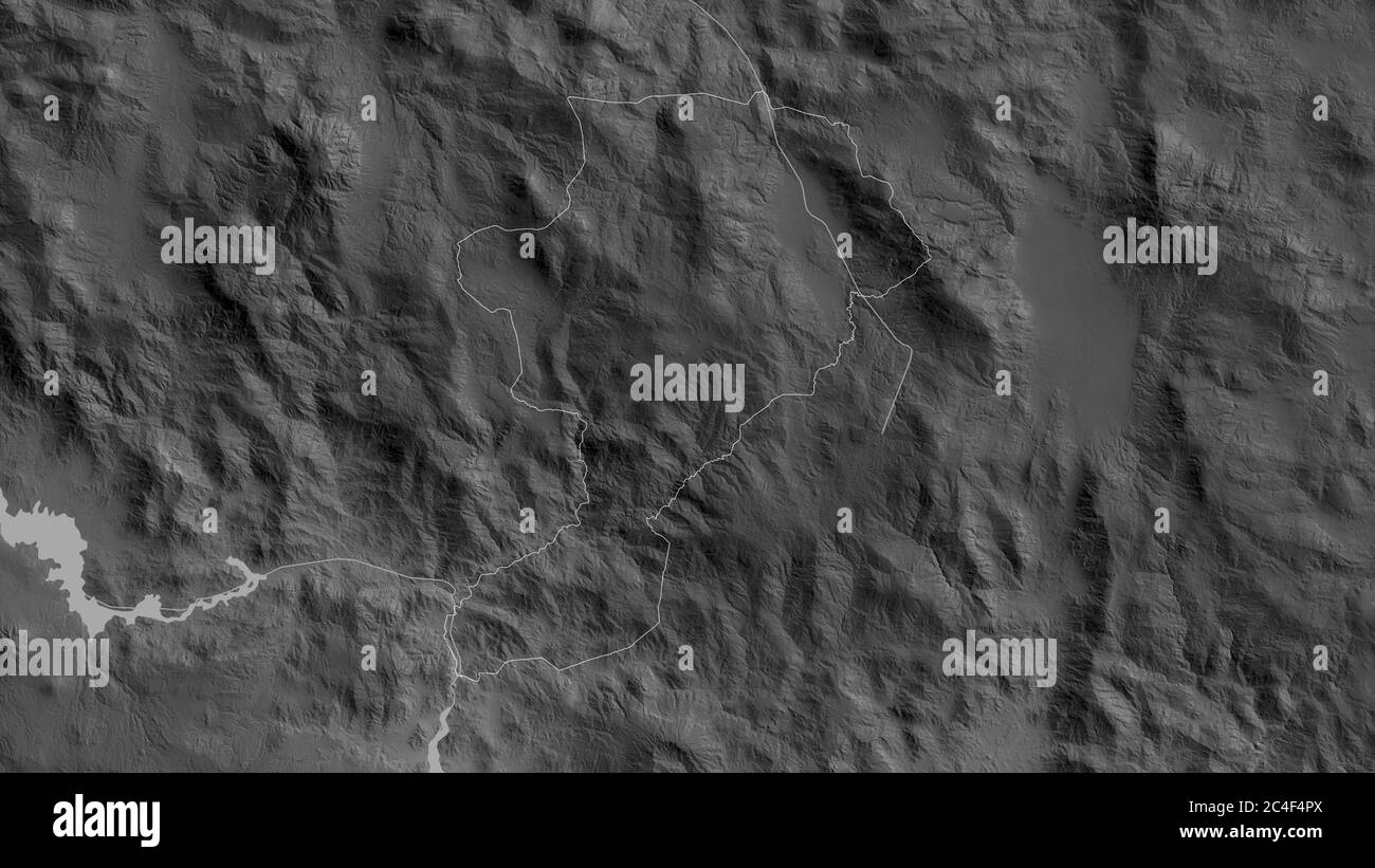 Intibucá, department of Honduras. Grayscaled map with lakes and rivers ...