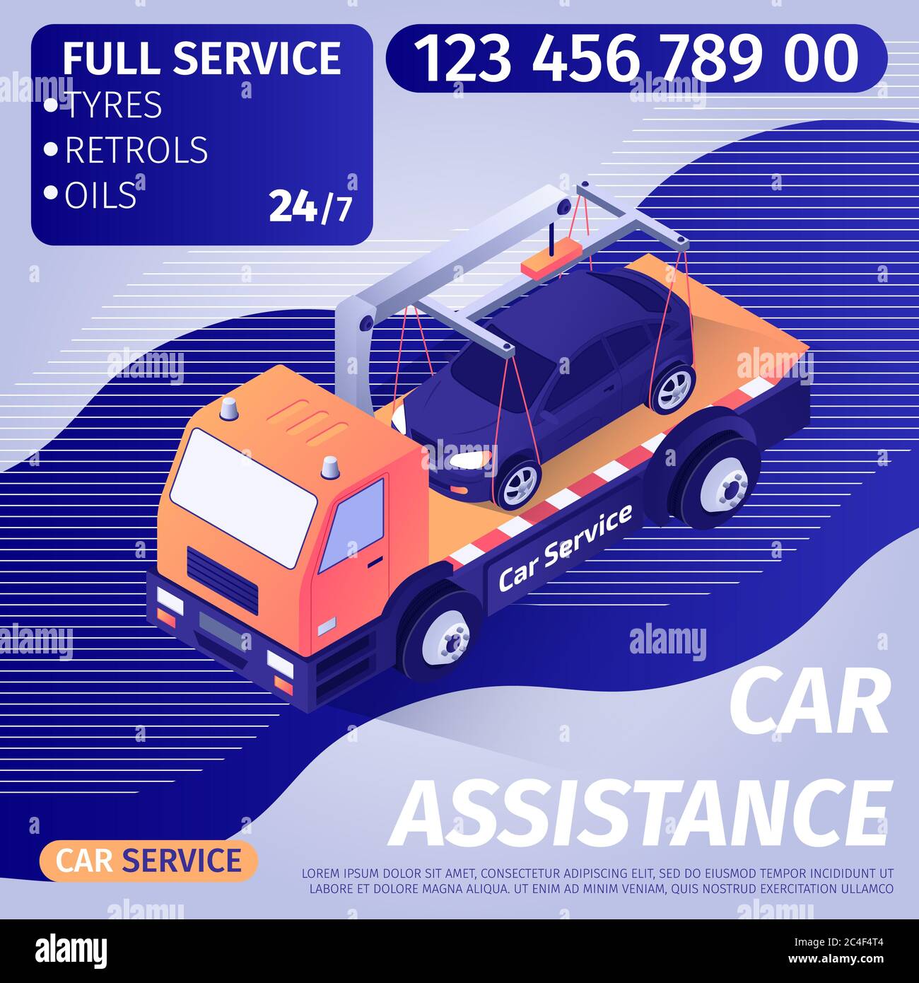 Car Assistance Advertisement Banner with Editable Text and Contact ...