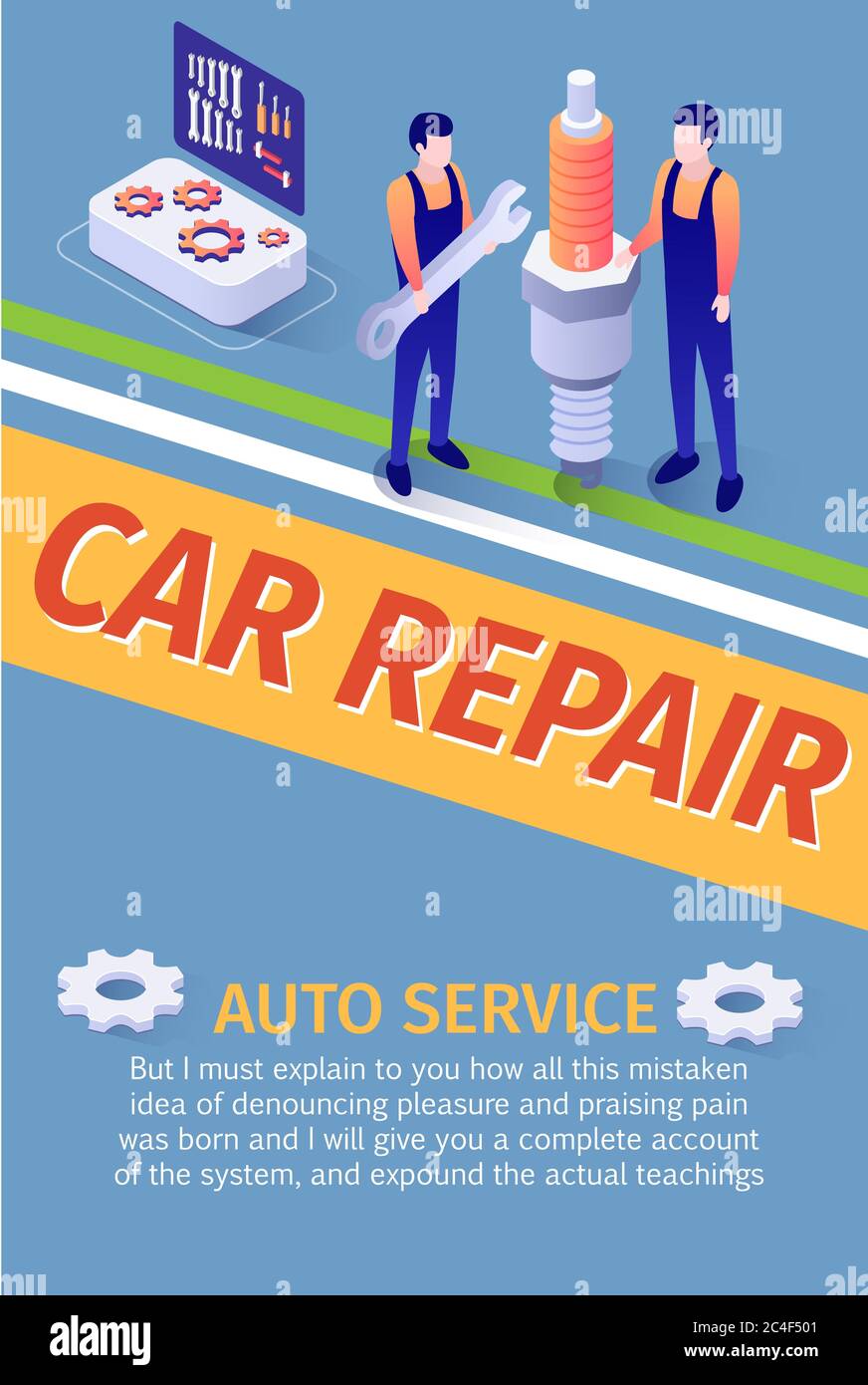 Auto Service Poster Advertising Car Repair Professional Team of ...