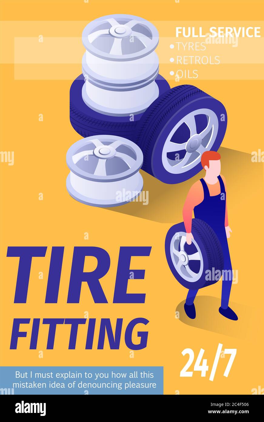 Advertising Text Poster for Tire Fitting Automobile Shop Garage ...