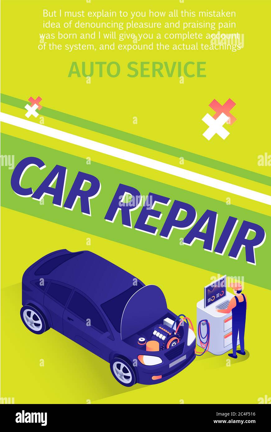 Text Flyer for Professional Car Repair Auto Service. Poster with ...