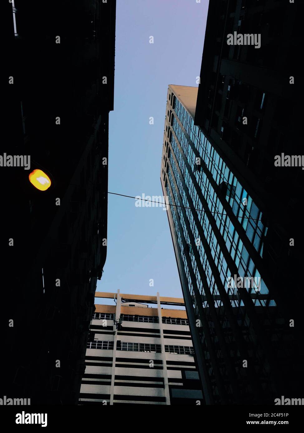 Cityscape of some high modern buildings seen among the shadows Stock ...
