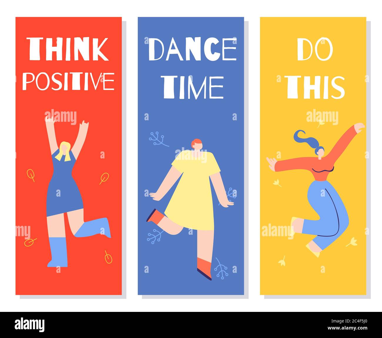 Woman Characters Cards Inspirational Design Flat Banner with Lettering ...