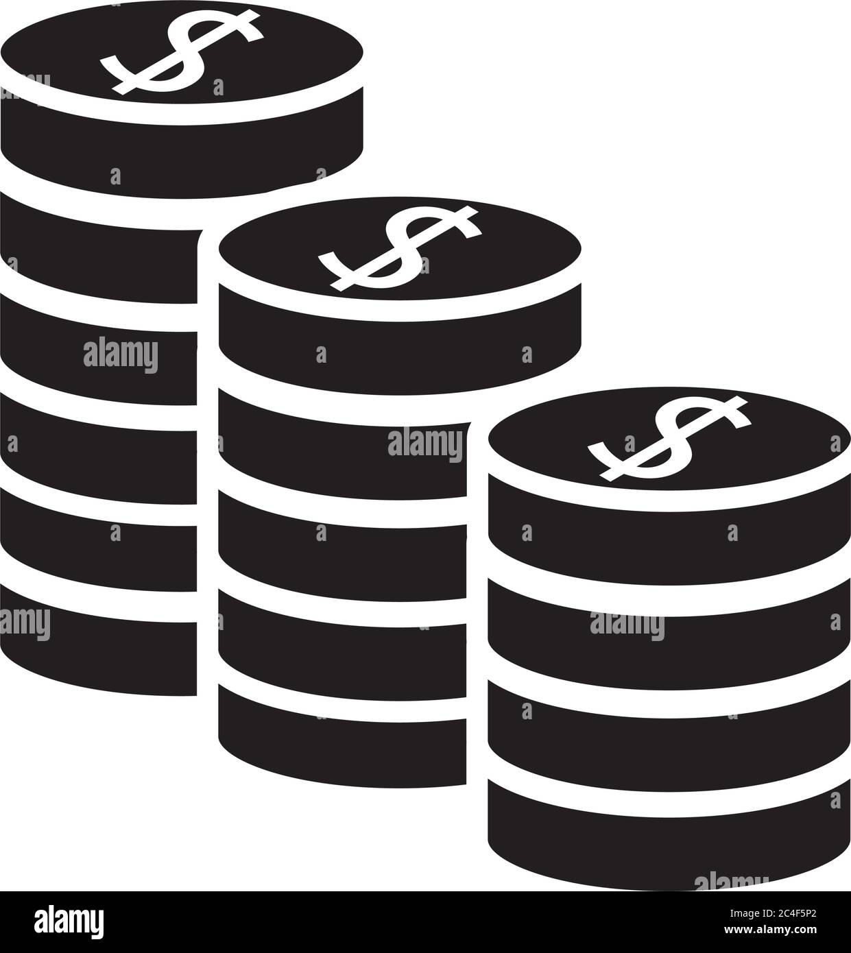 pile coins money dollars silhouette style vector illustration design ...