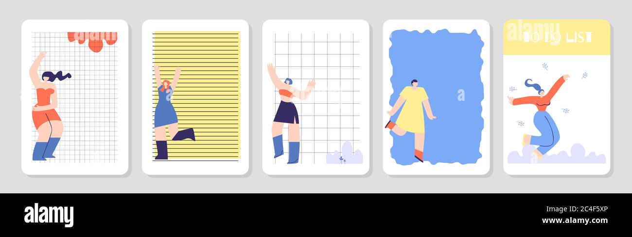 Cute Notebook Page Template, To Do List. Cover Design Set. Diary ...