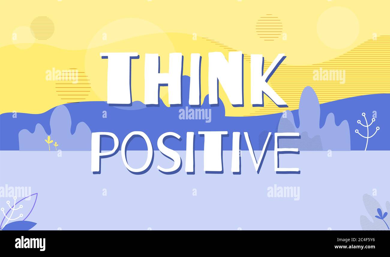 Banner Template with Motivation Quote Think Positive in Vector Floral ...