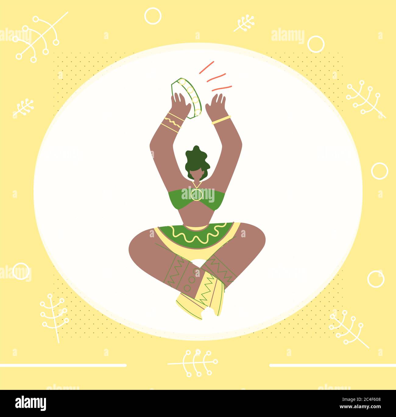 Vector Illustration Cartoon Afro-American Pretty Woman in Traditional ...