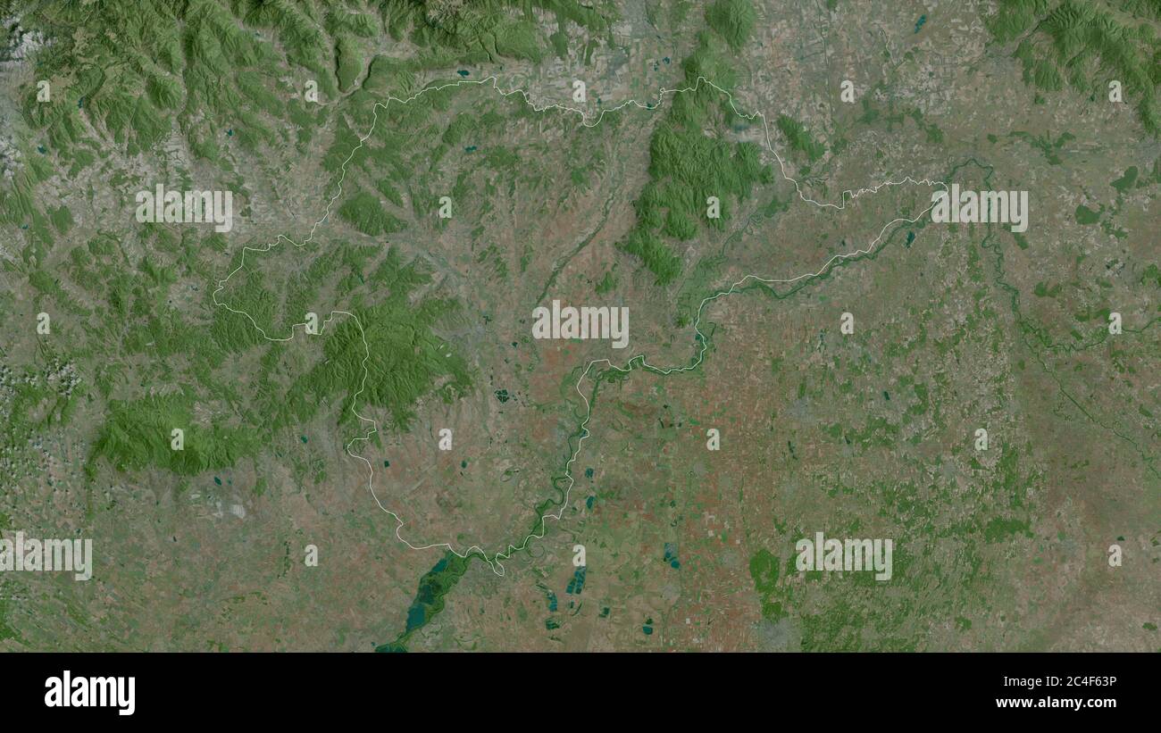 Borsod-Abaúj-Zemplén, county of Hungary. Satellite imagery. Shape ...