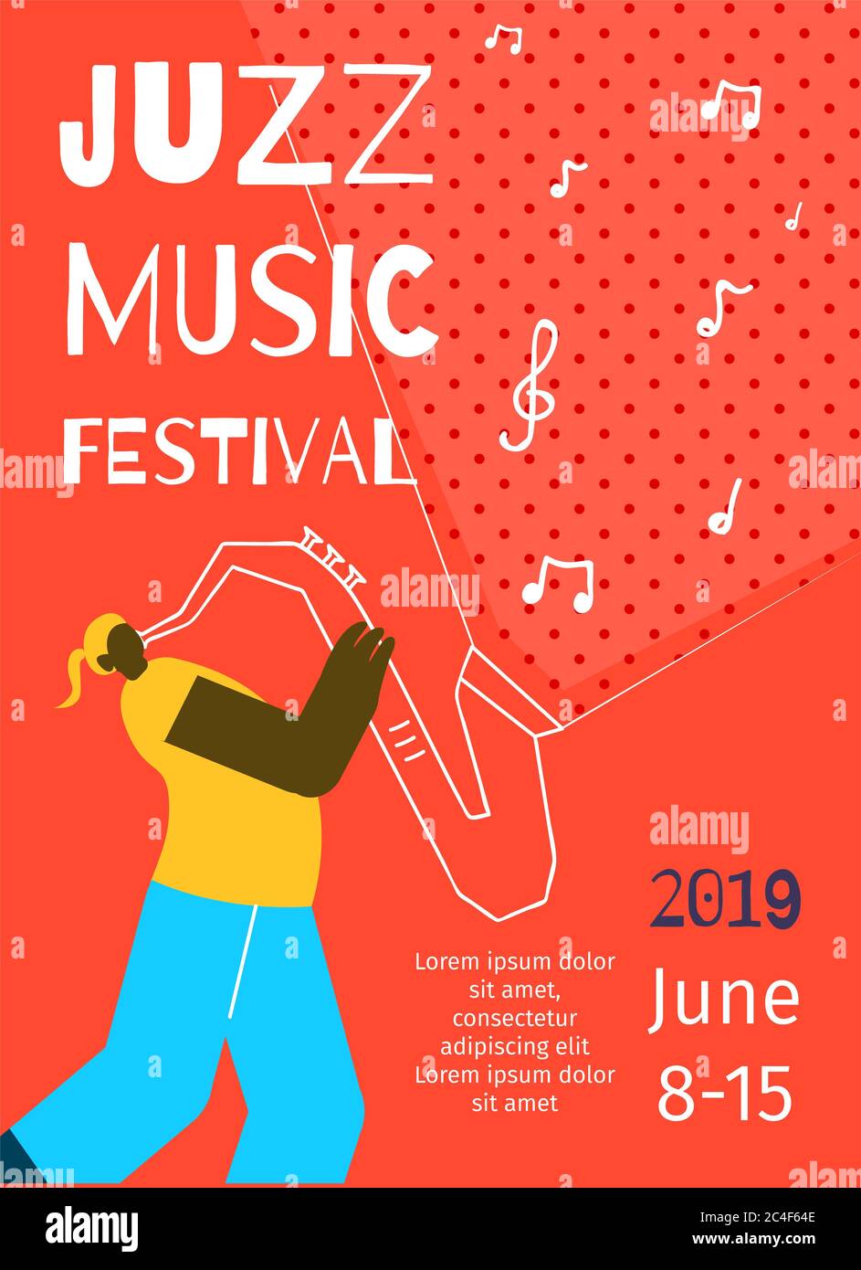 Jazz Music Festival Poster Flat Invitation Advertising Banner Template ...