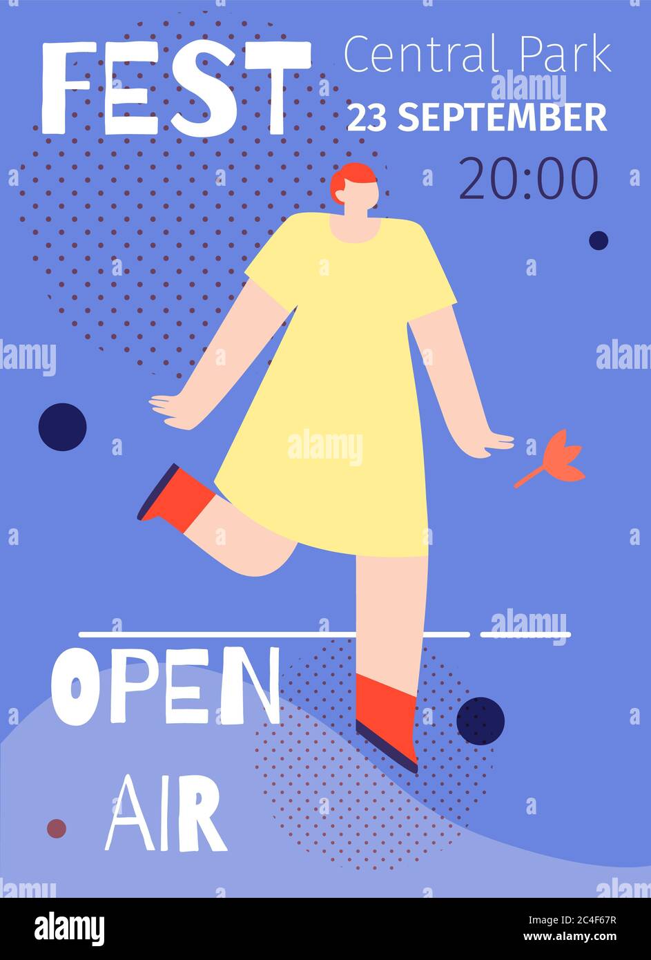 Open Air Music Festival Poster with Pretty Dancing Girl Date Place ...