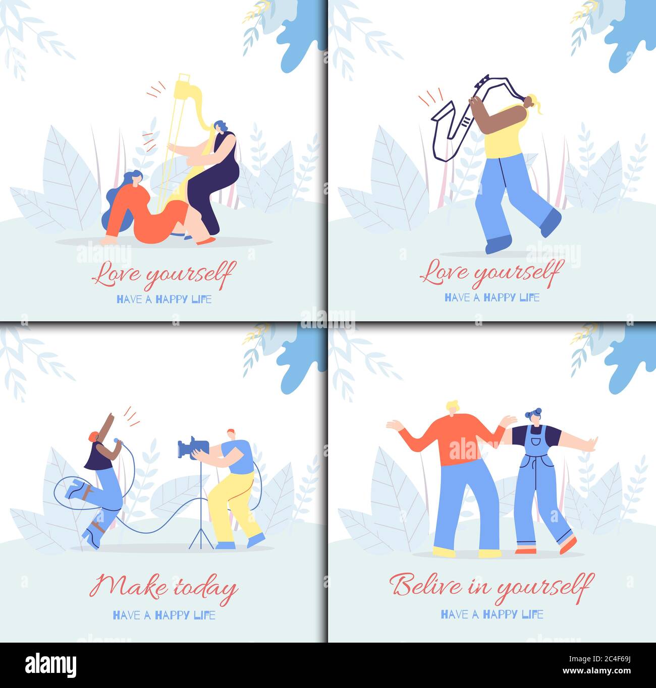 Motivate Yourself Love Happy Life Believe Future Make Today Flat ...