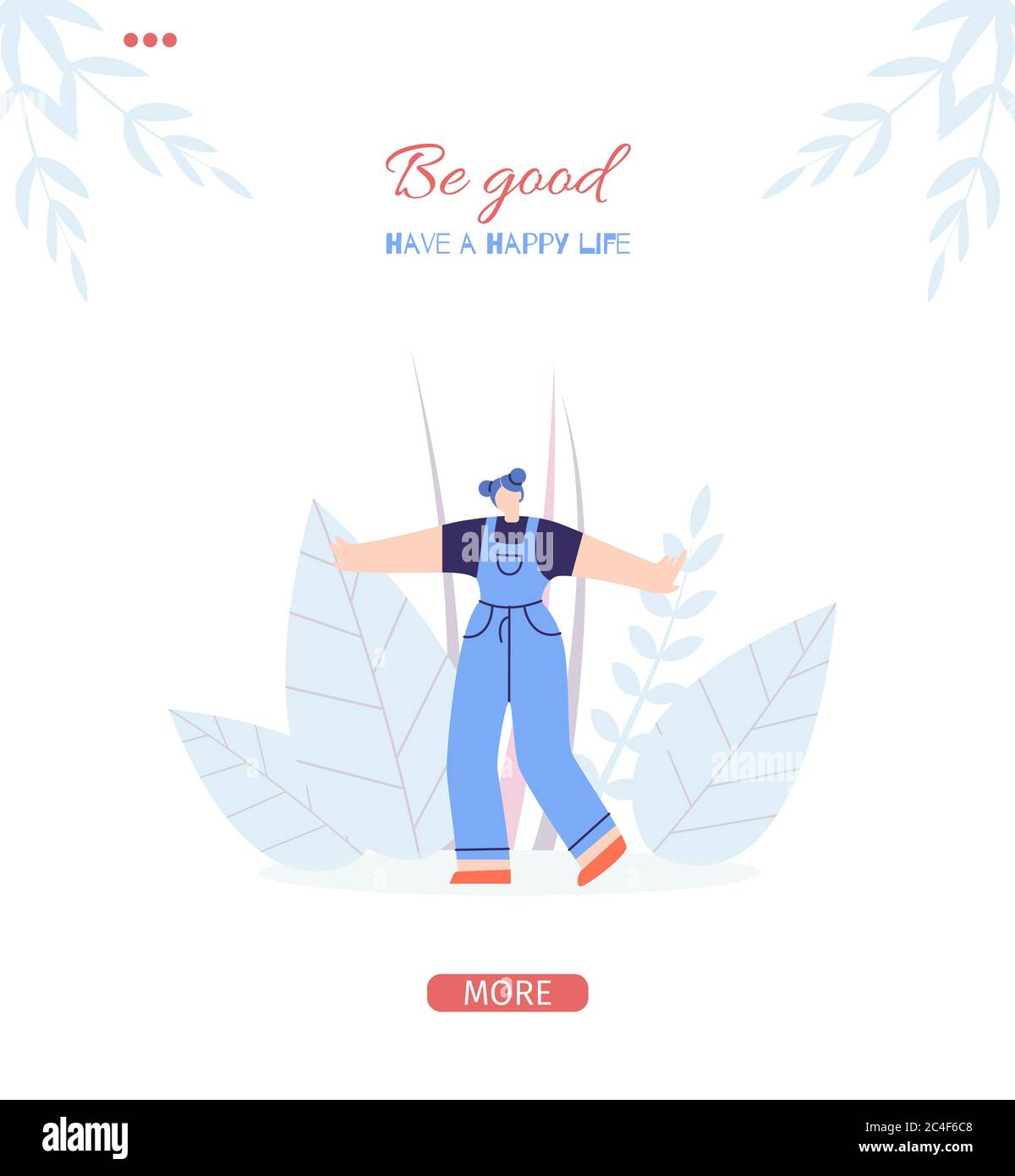 Social Motivation Flat Style Landing Page Template Inspirational Phrase ...