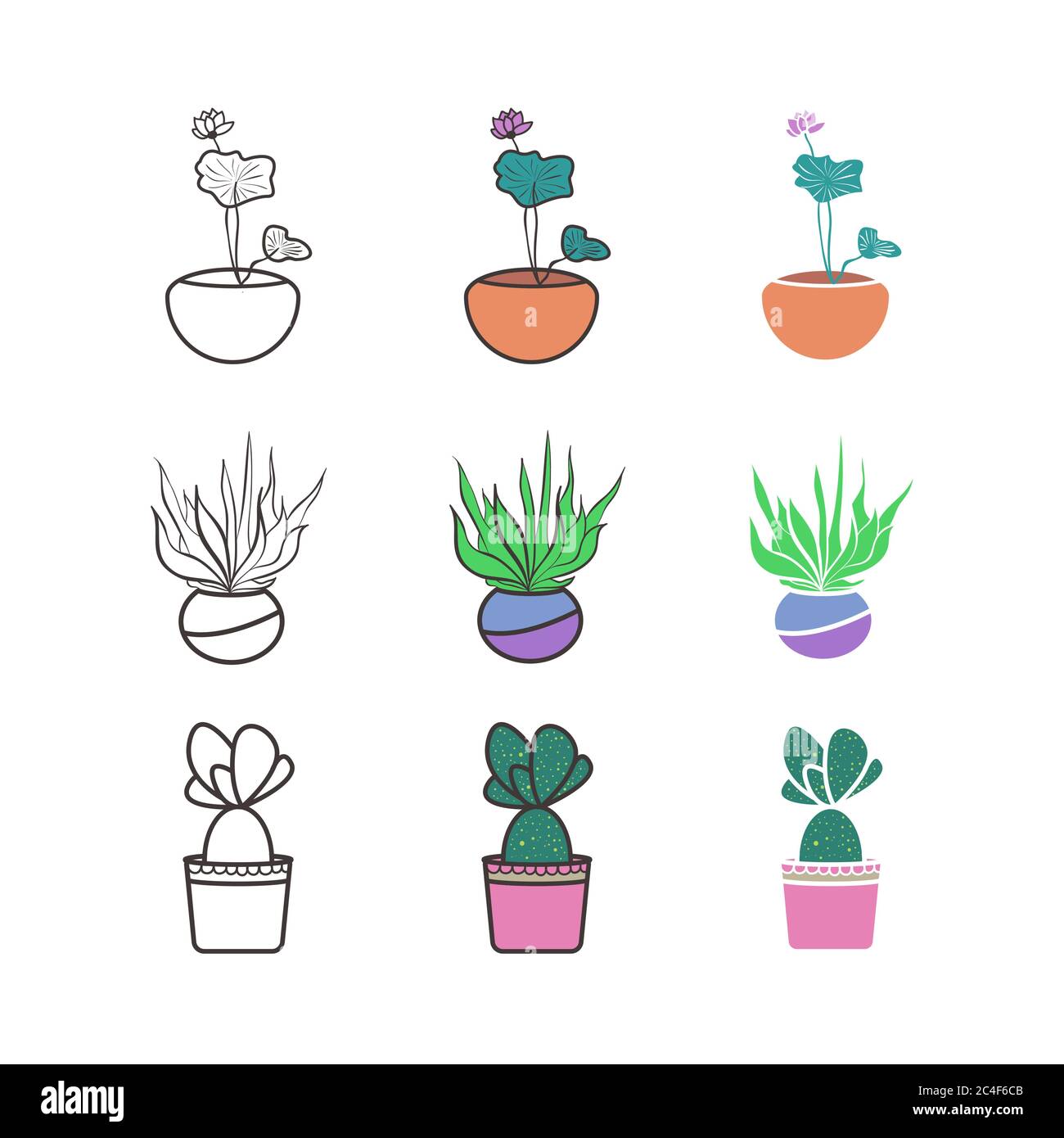 Flowers in pots garden Stock Vector Images - Alamy