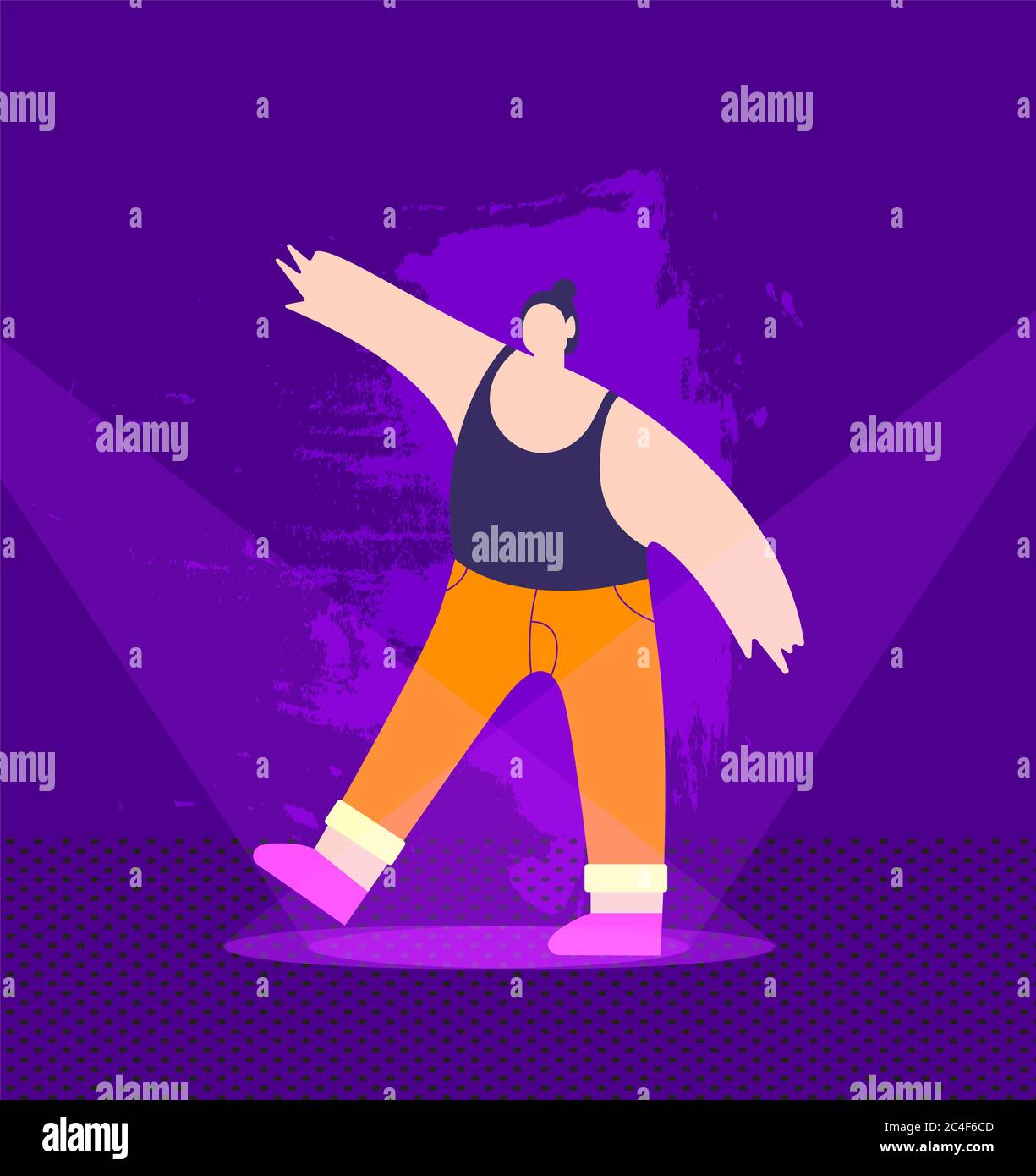 Cartoon Clubbing Happy Man Performing on Stage under Music Lights Disco ...