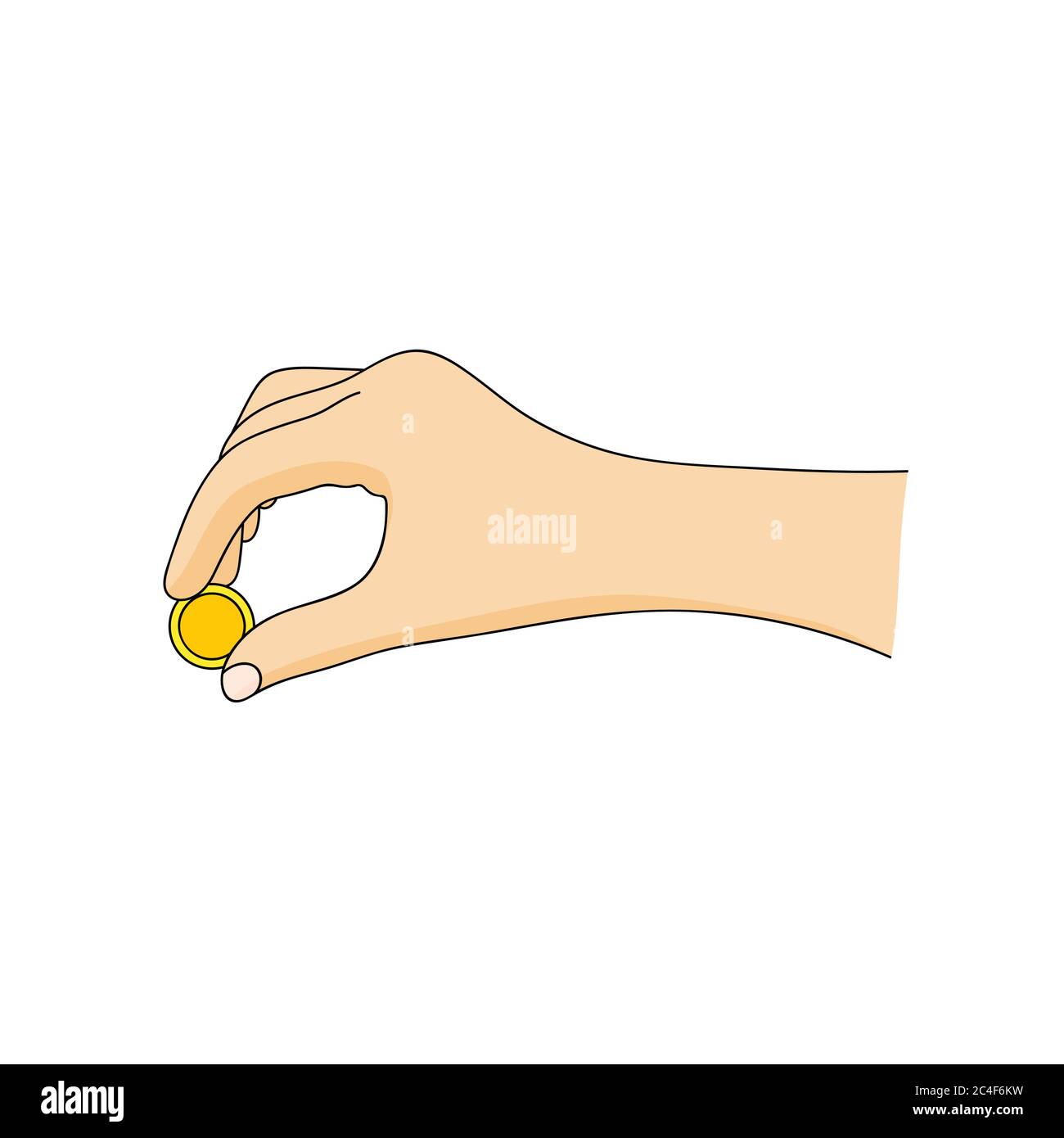 Hand giving a coin. Vector Illustration Stock Vector Image & Art - Alamy