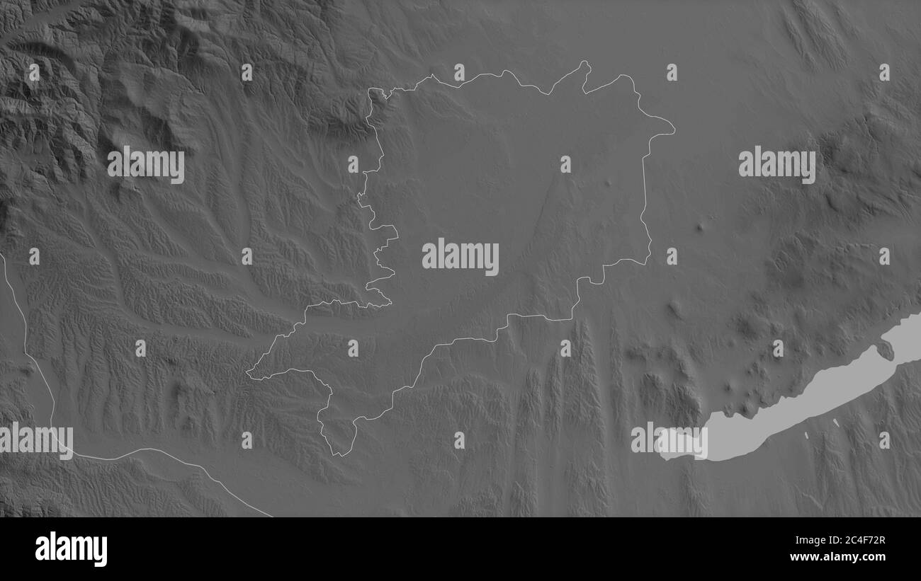Vas, county of Hungary. Grayscaled map with lakes and rivers. Shape ...