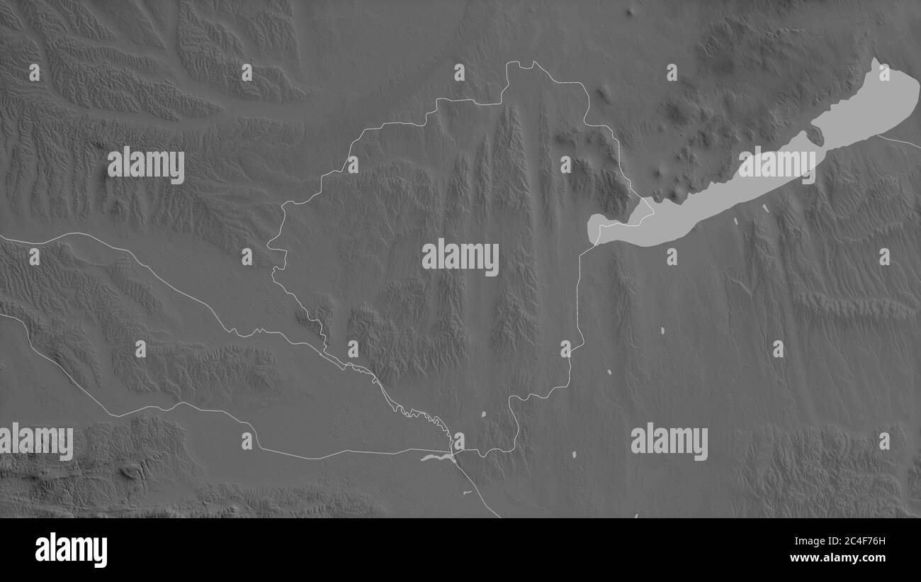 Zala, county of Hungary. Grayscaled map with lakes and rivers. Shape ...