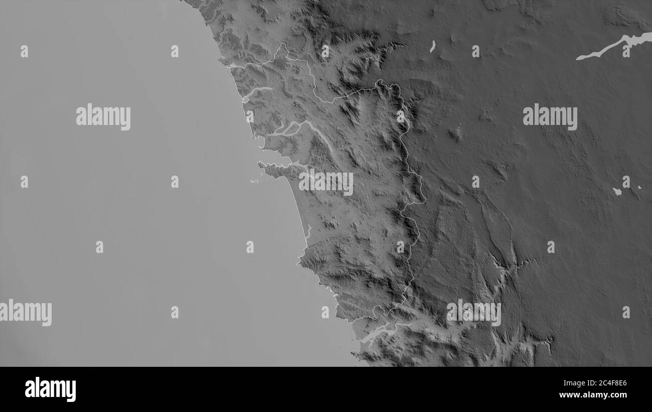 Goa, state of India. Grayscaled map with lakes and rivers. Shape ...
