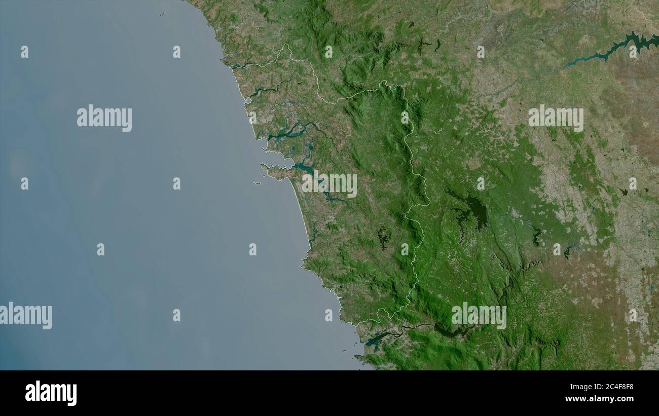 Goa, state of India. Satellite imagery. Shape outlined against its ...