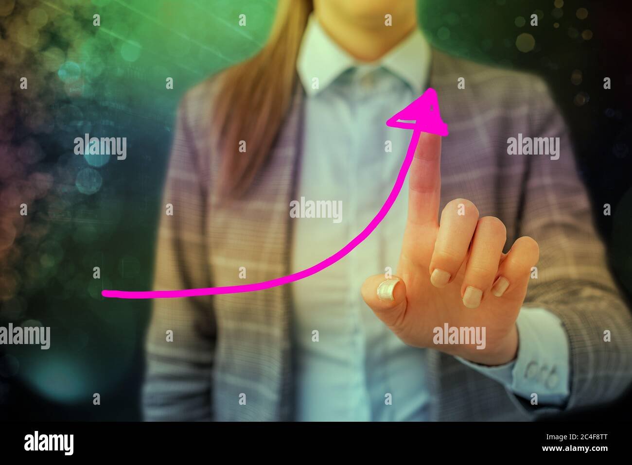 Digital Arrowhead Curve Rising Upward Denoting Growth Development ...