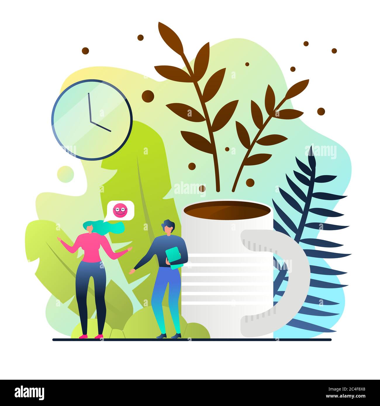 Flat Poster Preparation for Long-awaited Vacation. Man and Woman Choose ...