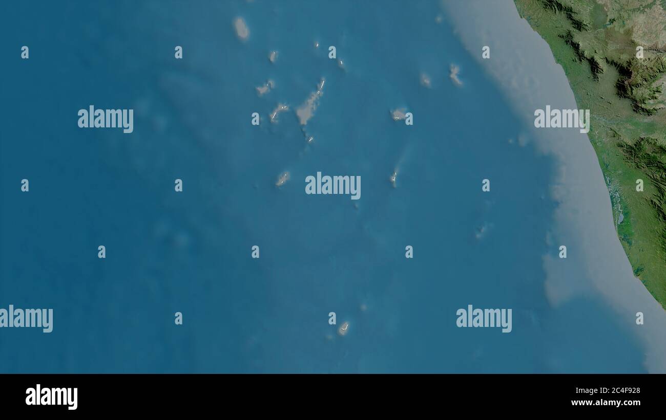 Lakshadweep, union territory of India. Satellite imagery. Shape ...