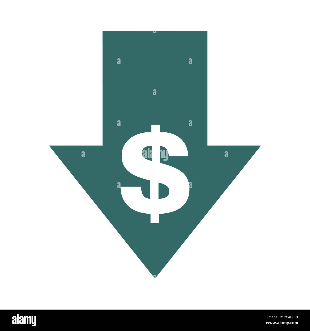 Cost reduction- decrease icon. Vector symbol image isolated on ...