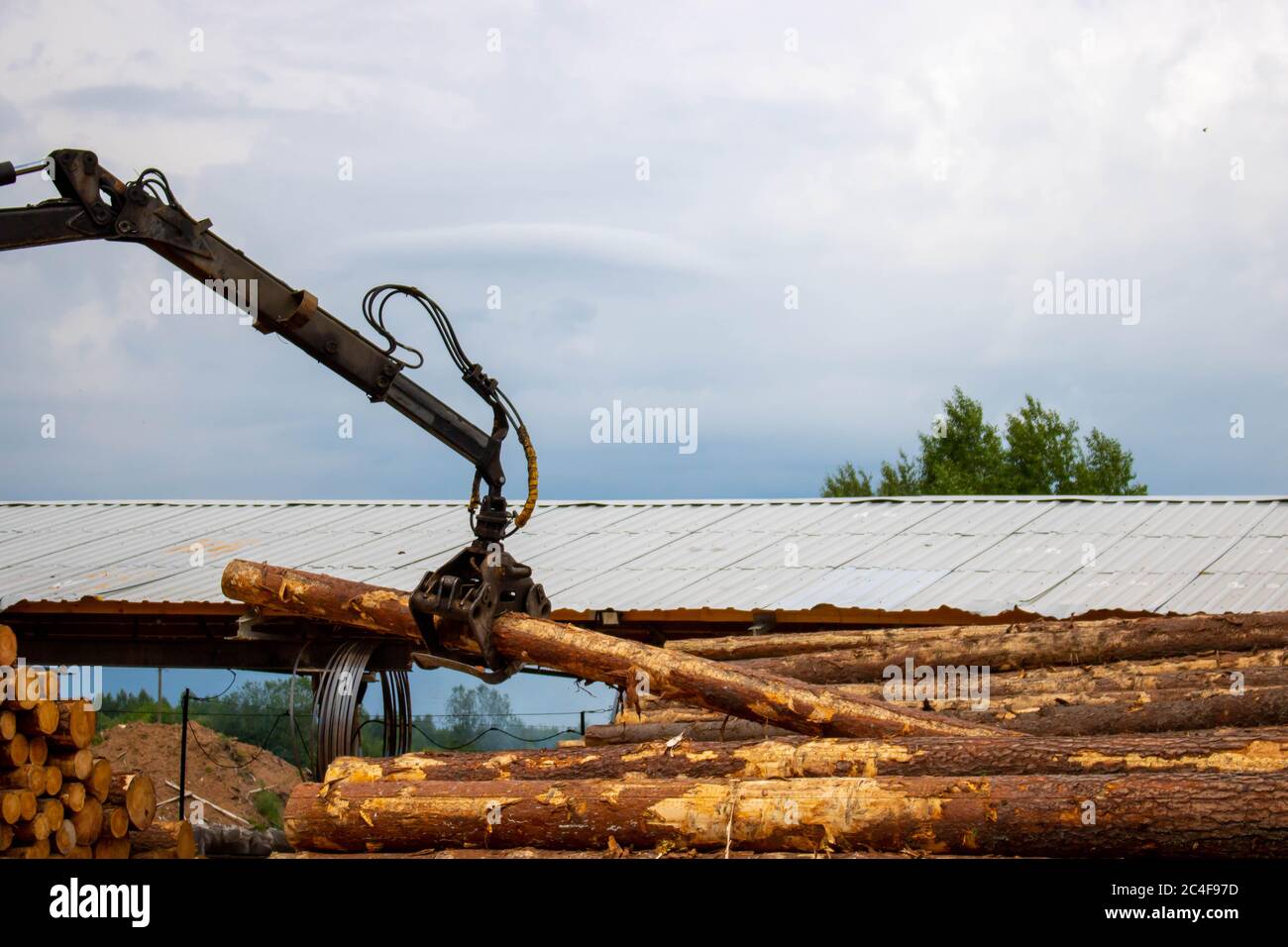 Logging forklift claw moving timber hi-res stock photography and images ...