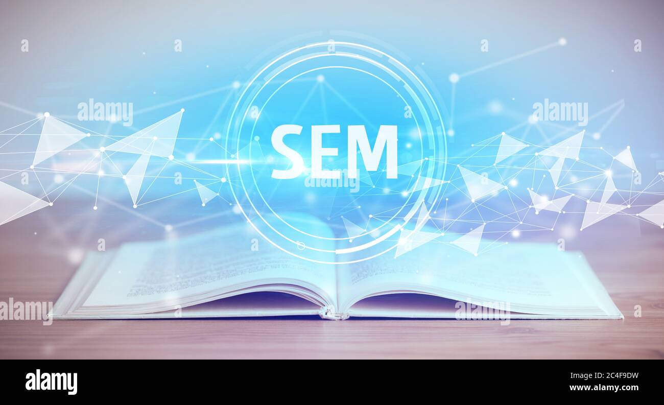 Open book with SEM abbreviation, modern technology concept Stock Photo ...