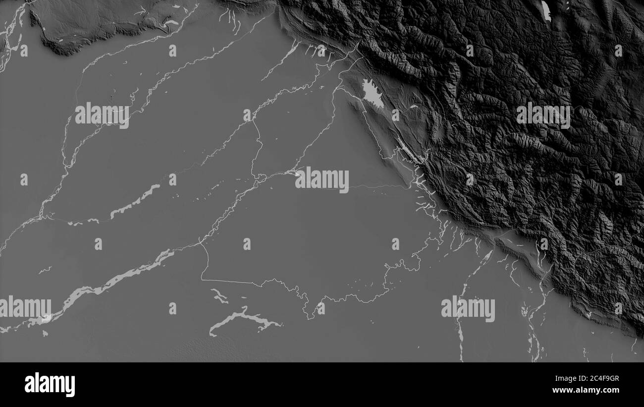 Punjab, state of India. Grayscaled map with lakes and rivers. Shape ...