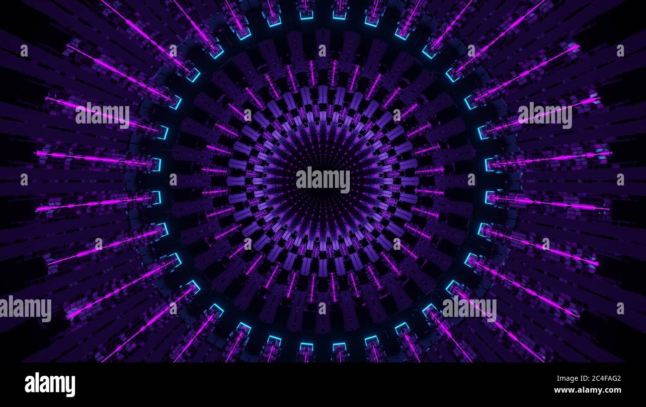 3D rendering abstract futuristic background with purple and green neon ...