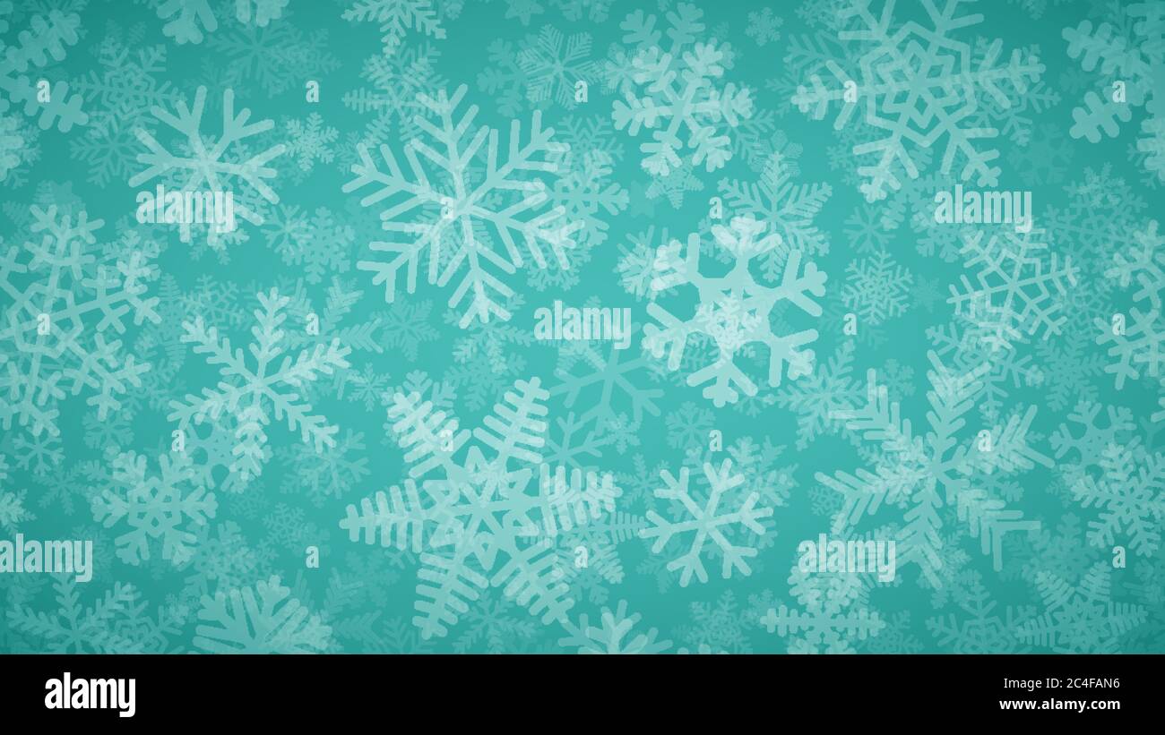Christmas background of many layers of snowflakes of different shapes ...