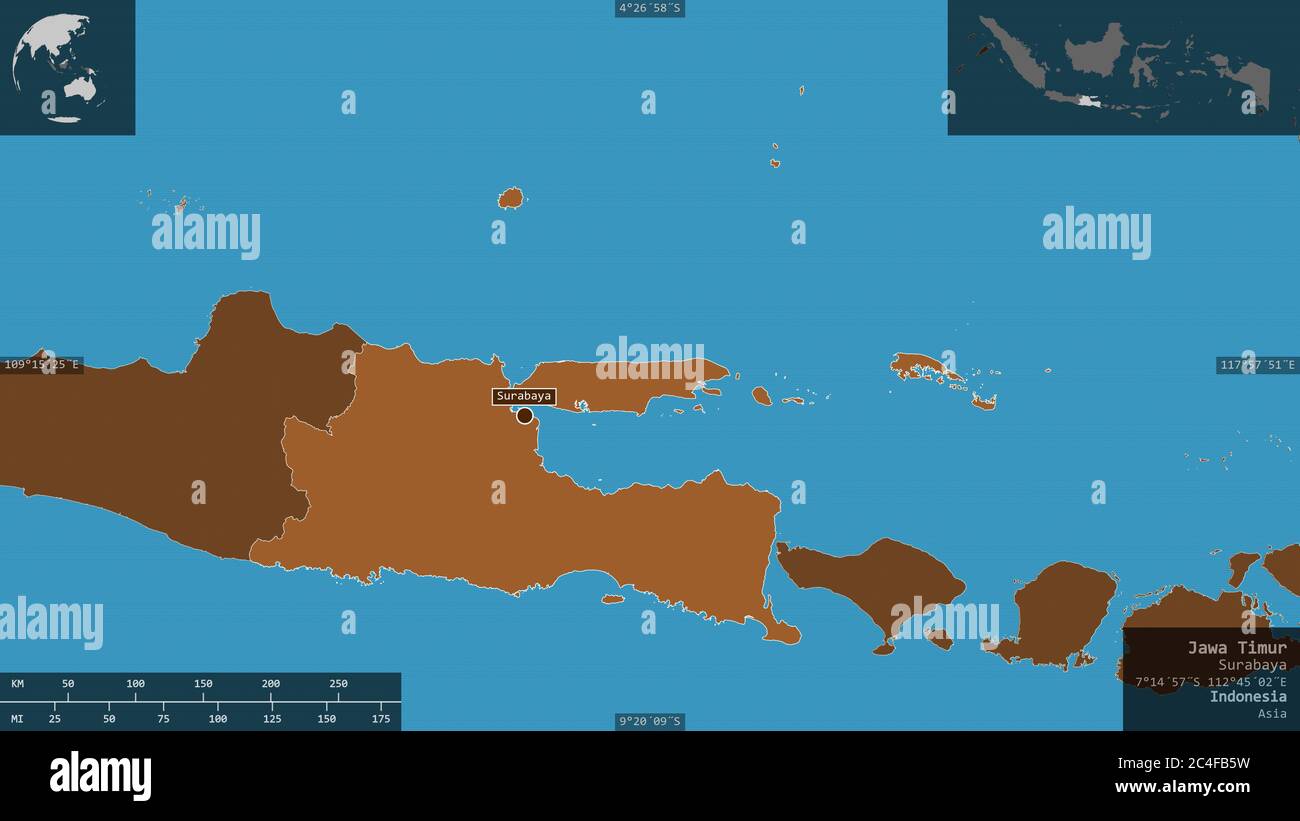 Jawa Timur, province of Indonesia. Patterned solids with lakes and ...