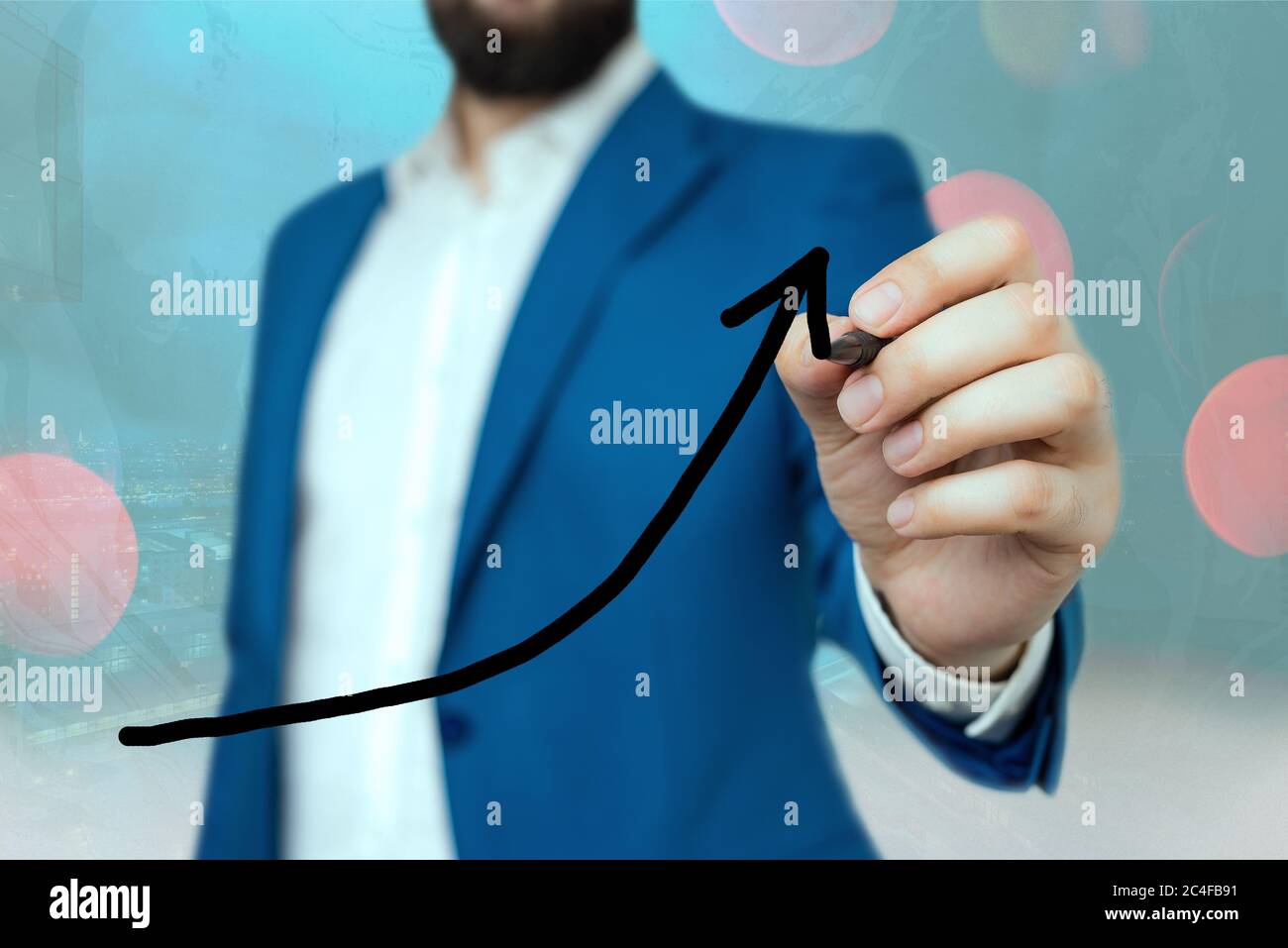 Digital Arrowhead Curve Rising Upward Denoting Growth Development ...