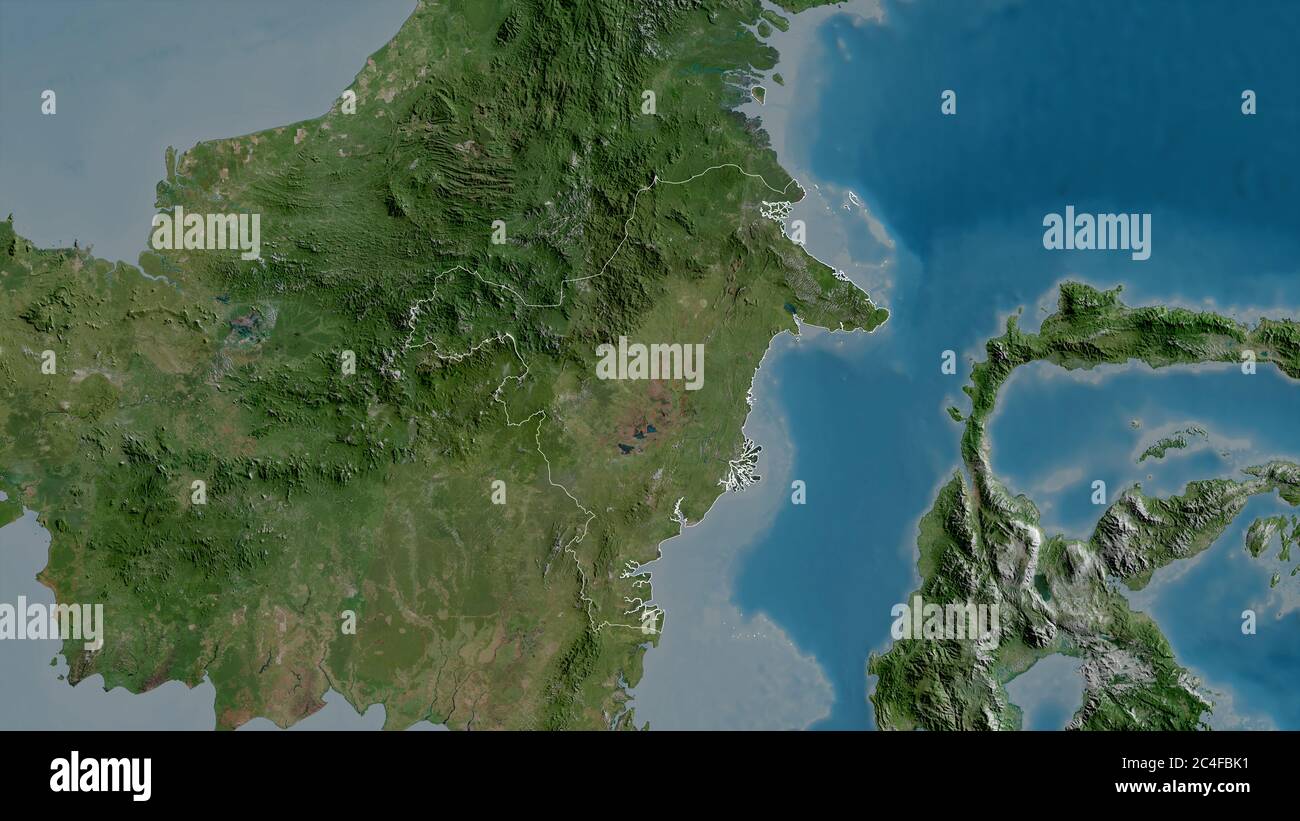 Kalimantan Timur, province of Indonesia. Satellite imagery. Shape ...