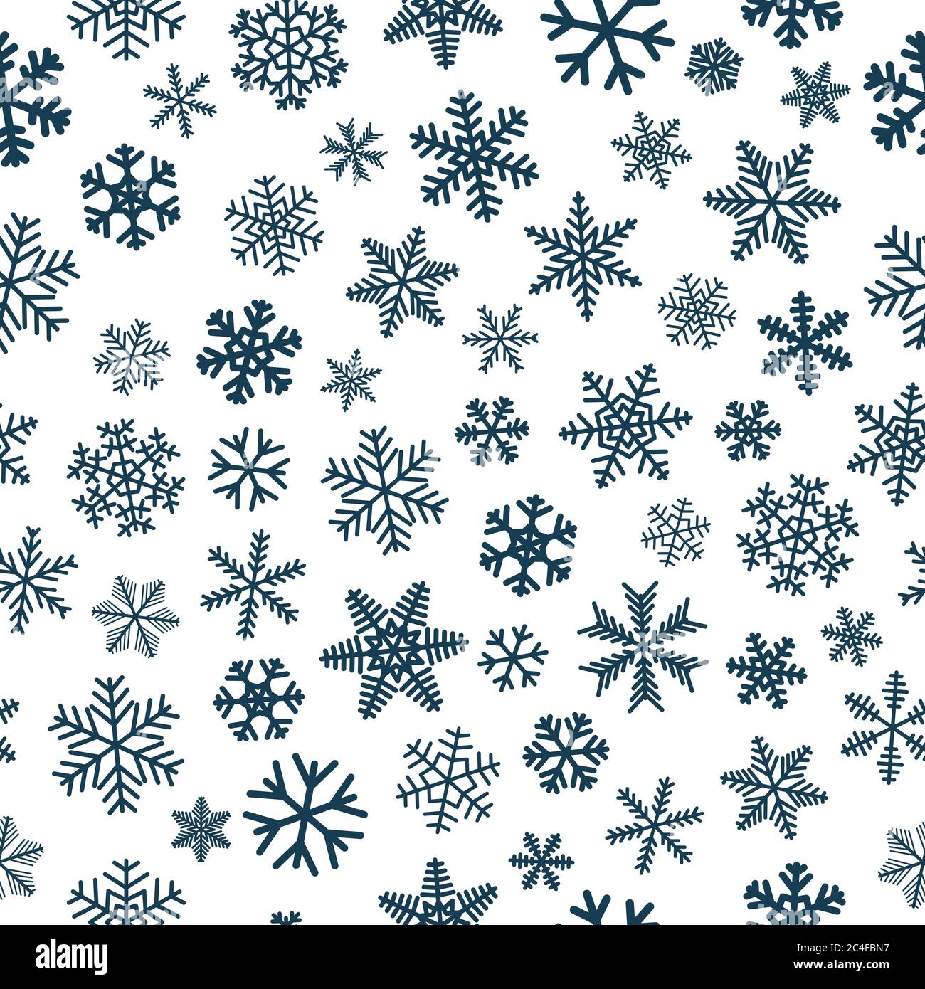 Christmas seamless pattern of snowflakes, dark blue on white background ...
