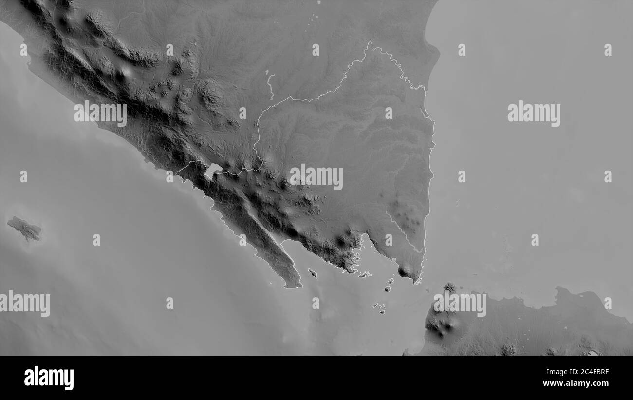 Lampung, province of Indonesia. Grayscaled map with lakes and rivers ...