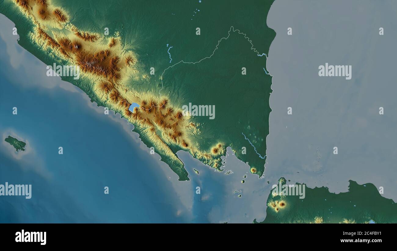 Lampung, province of Indonesia. Colored relief with lakes and rivers ...