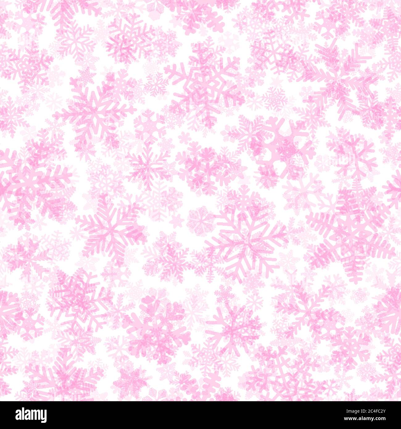 Christmas seamless pattern of snowflakes, pink on white background ...