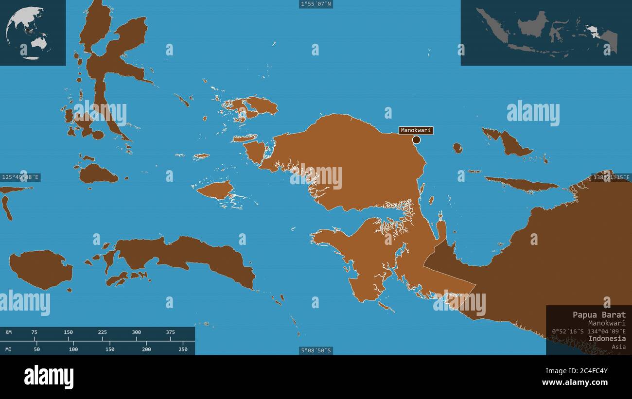 Papua Barat, province of Indonesia. Patterned solids with lakes and ...