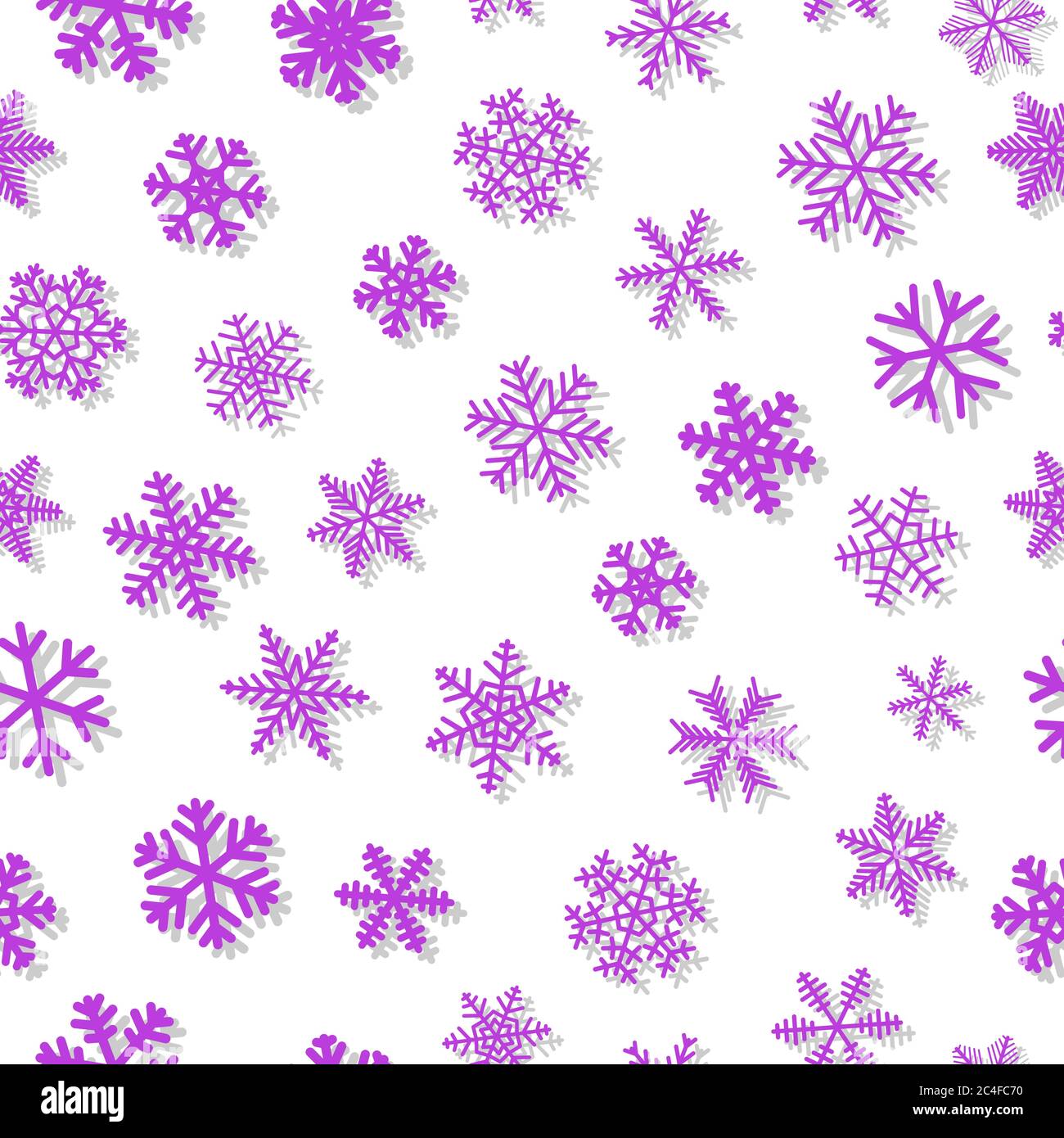 Christmas seamless pattern of snowflakes, purple on white background ...