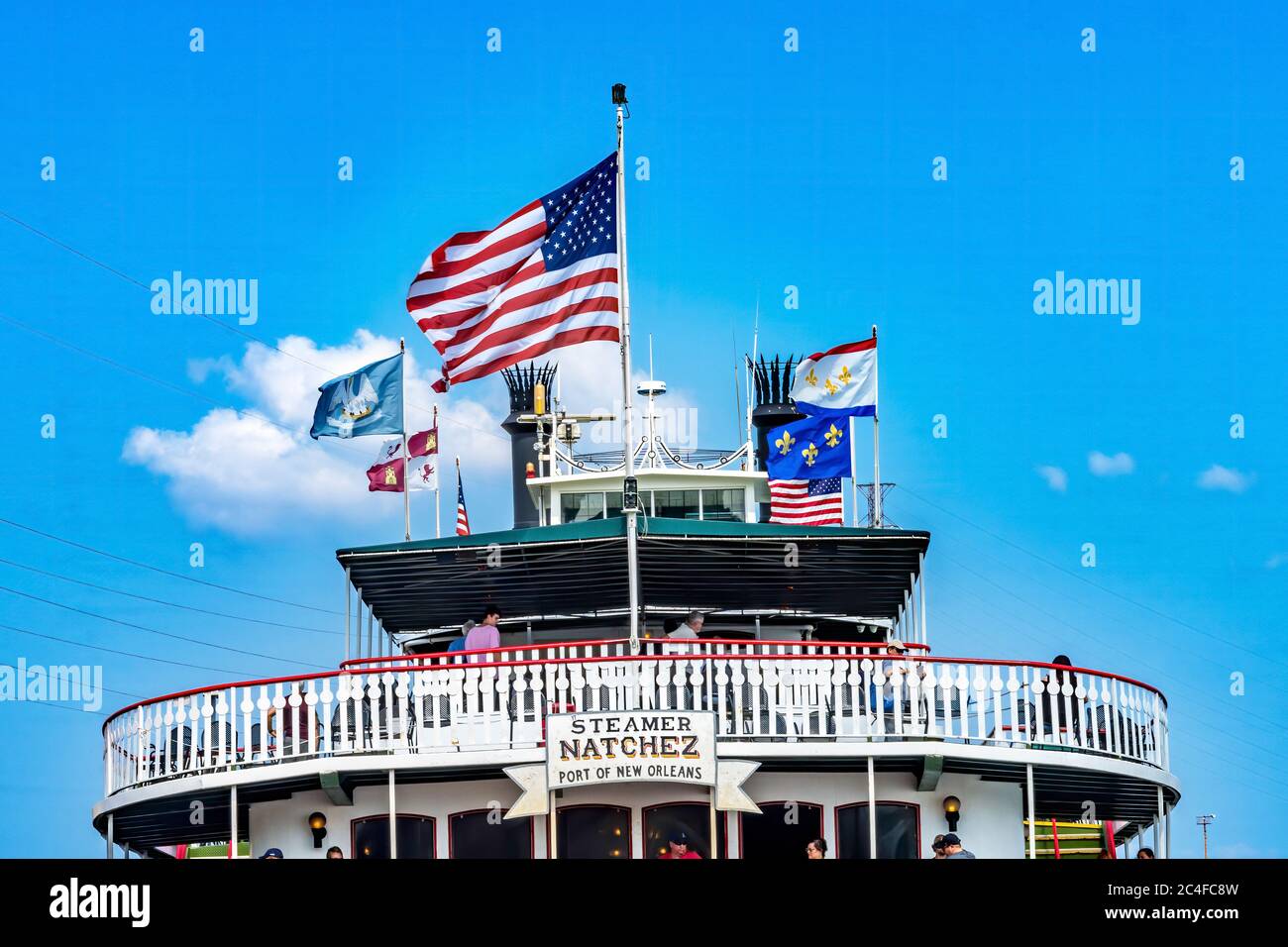 Tourists Natchez Steamboat Riverboat Flags Wharf Mississippi River New ...