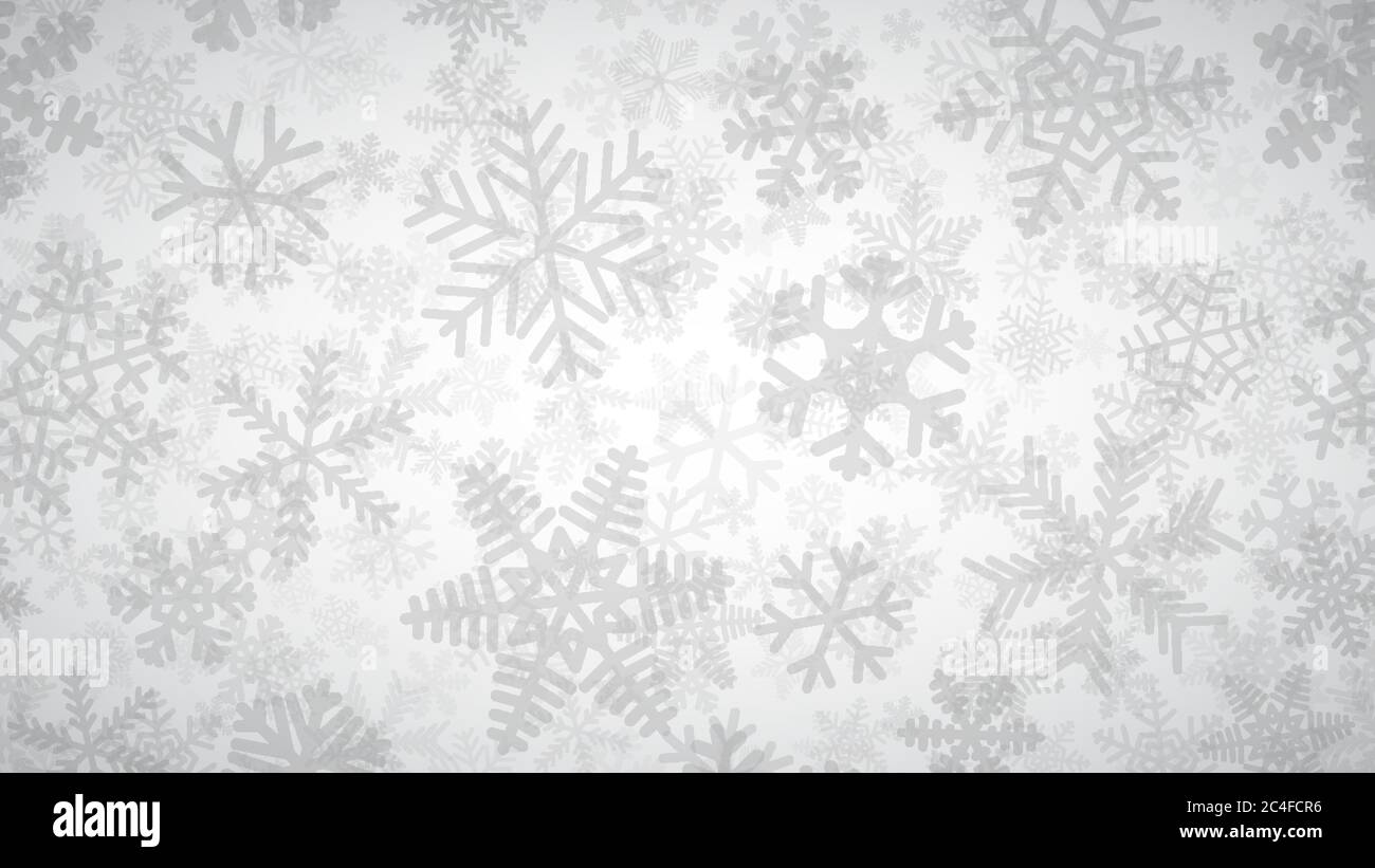 Christmas background of many layers of snowflakes of different shapes ...