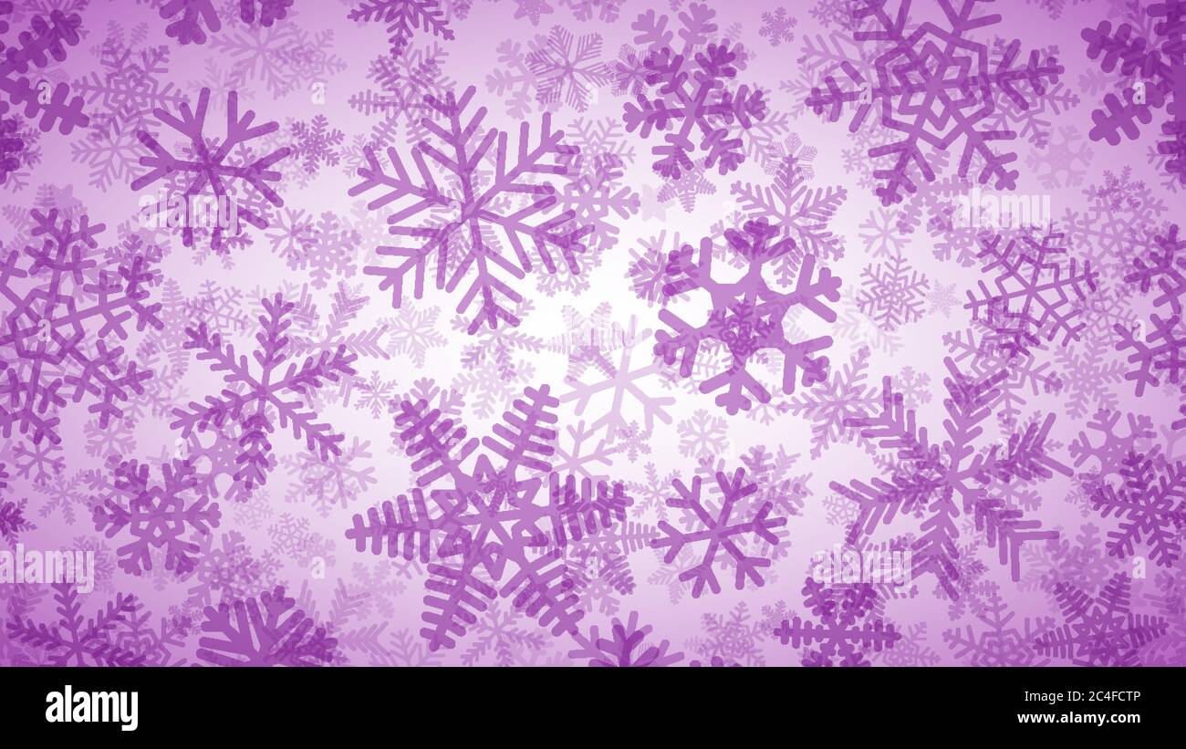 Christmas background of many layers of snowflakes of different shapes ...